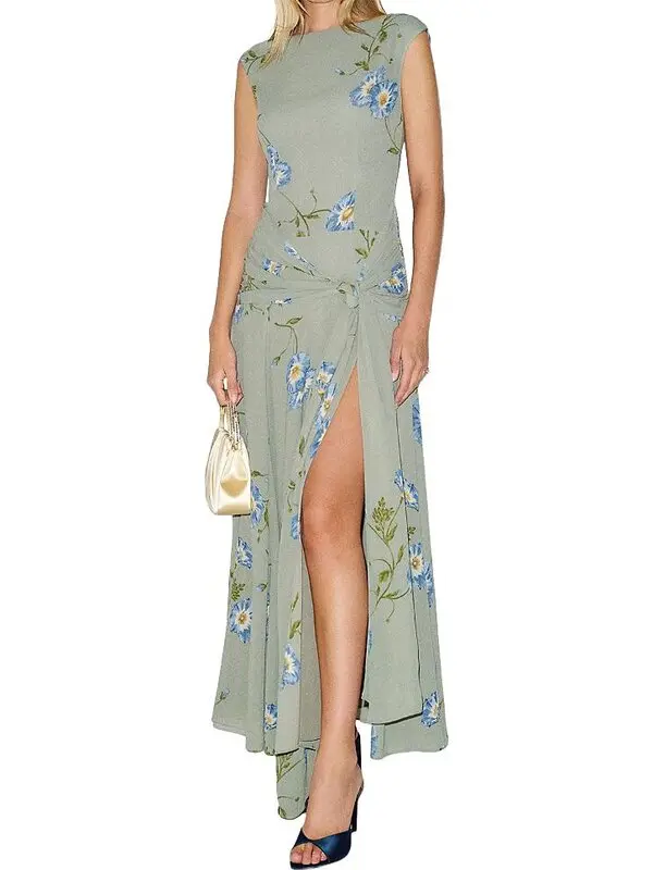 REFORMATION Floral Print Draped Maxi Dress - Song