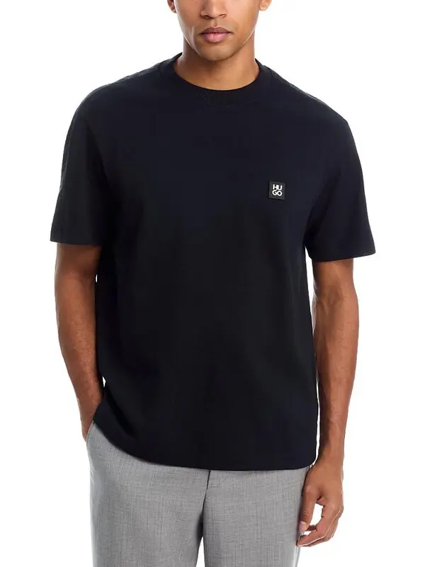 Hugo Drostee Floral Stripe Logo T-shirt - Black