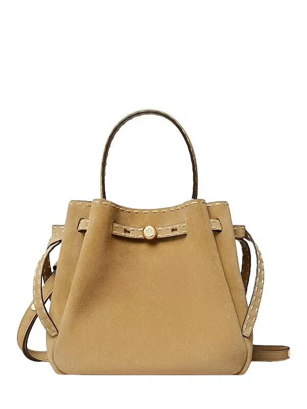 Tory Burch Romy Pick Stitch Suede Bucket Bag - Butter Suede