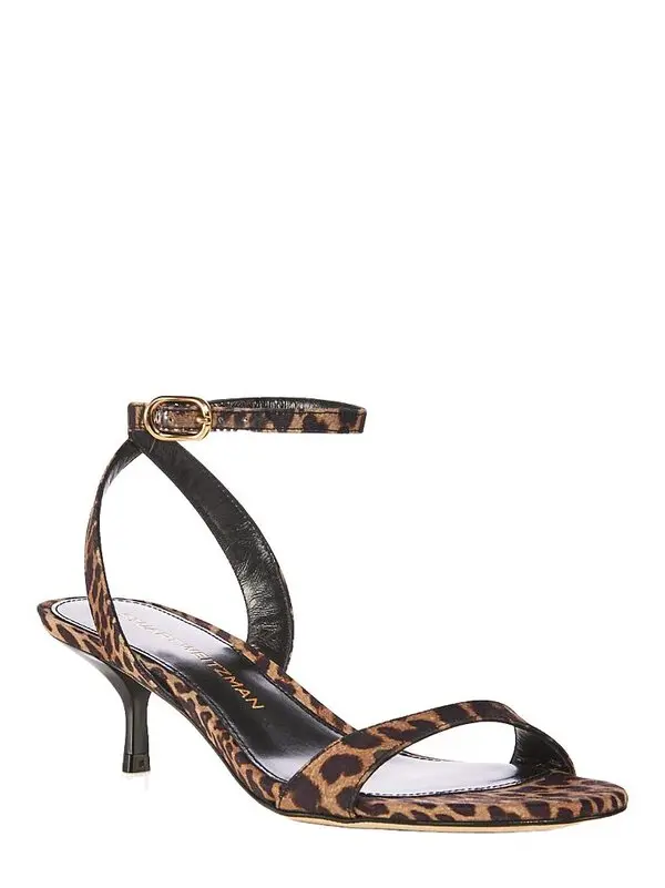 STUART WEITZMAN Kellie 50 Leopard Print Fabric Sandals - Classic Leopard