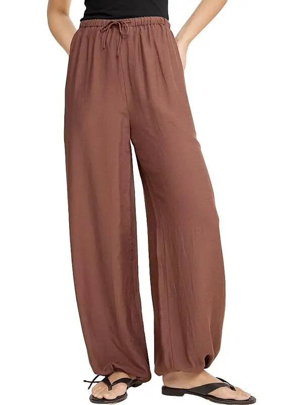 NOBODY'S CHILD Violet Wide-leg Cuffed Pants - Brown