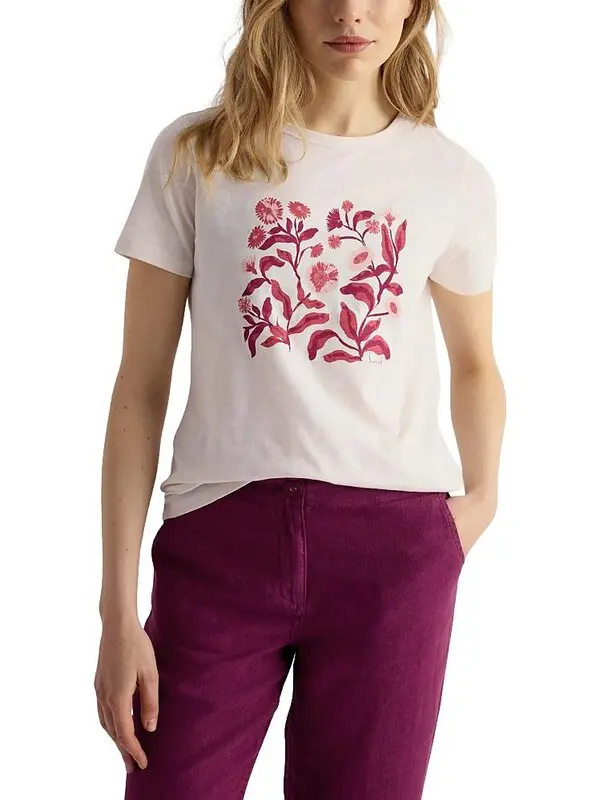 SEASALT CORNWALL Printed T-shirt - Inky Botanical Stems Chalk