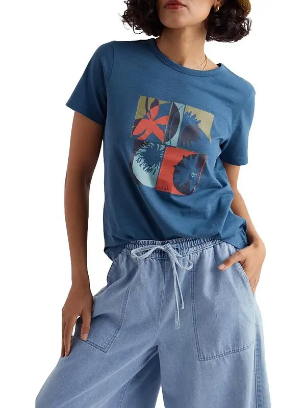 SEASALT CORNWALL Printed T-shirt - Spliced Shapes Dusk