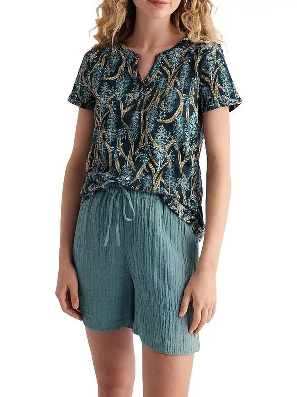 SEASALT CORNWALL Waterflow Short Sleeve Top - Red Hot Poker Maritime