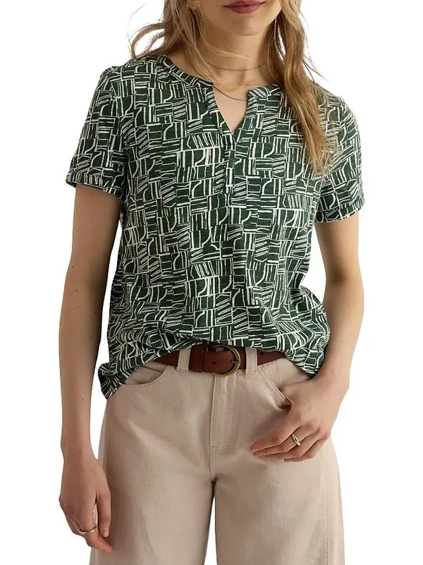 SEASALT CORNWALL Waterflow Short Sleeve Top - Wall Lines Treetop