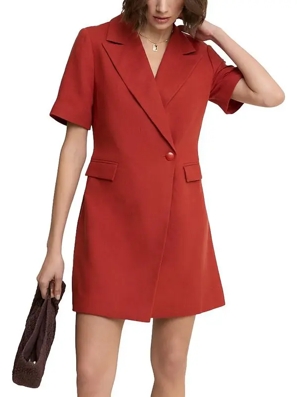NOBODY'S CHILD Asymmetric Tailored Mini Dress - Red