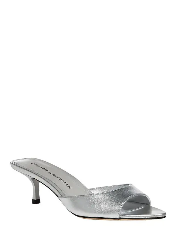 STUART WEITZMAN Lexington 50 Mules - Silver Metallic