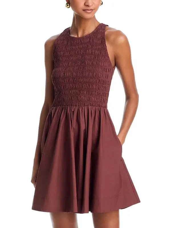 Xirena Florie Smocked Cotton Dress - Adobe Brow