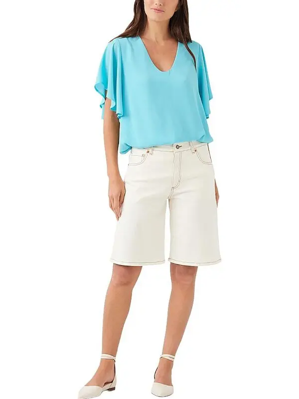 Karen Kane Bermuda Shorts With Contrast Stitching - Natural