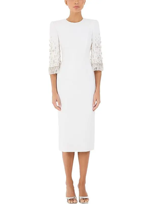 Jenny Packham Ebba Crystal-embellished Midi Dress - Natural White