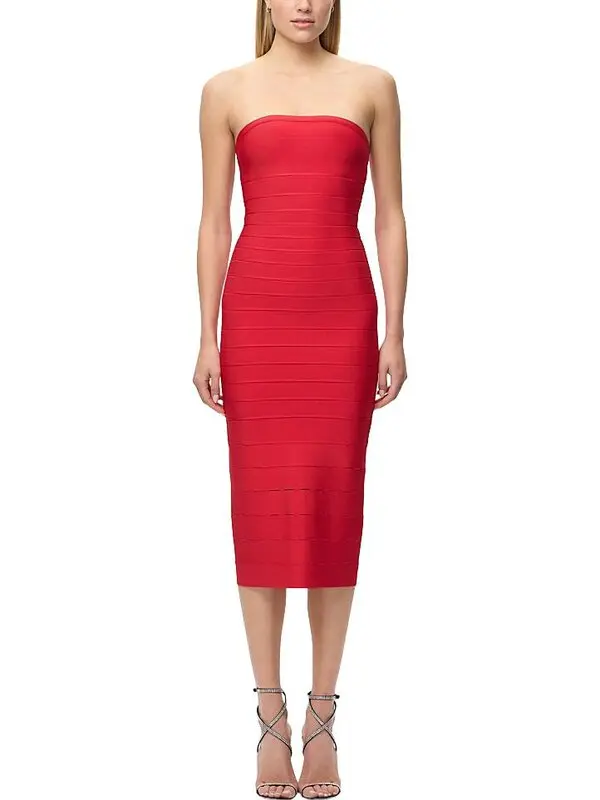 Herve Leger The Cassidy Strapless Bandage Dress - Chili