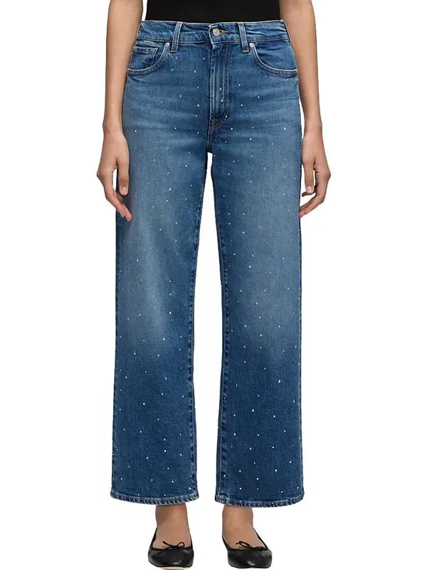7 For All Mankind Stovepipe Straight Ankle Jeans With Embellishments - Blue Shine