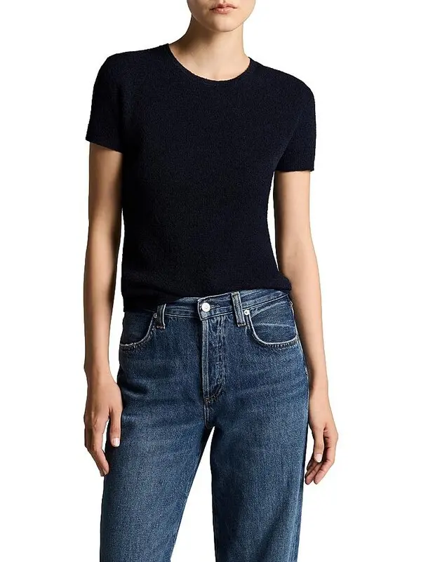 Vince Textured Crewneck Top - Navy