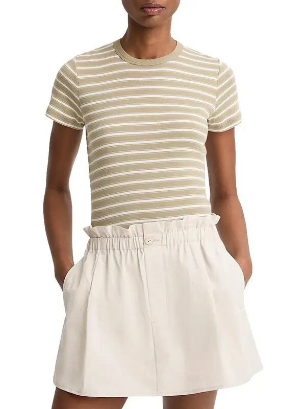Vince Striped Cotton Blend Tee - Salted Moss