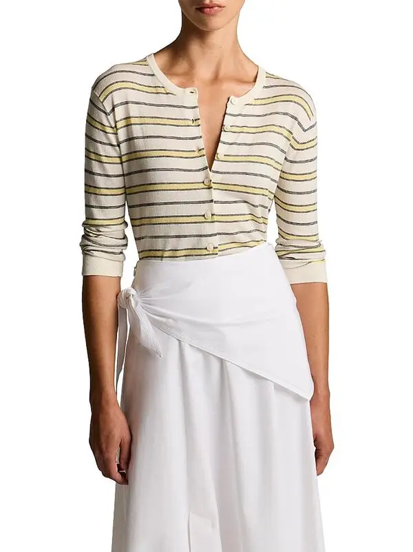 Vince Striped Cardigan Sweater - Dandelion