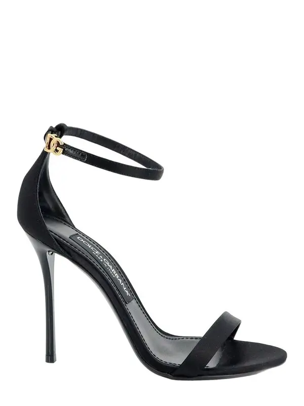 Dolce & Gabbana Satin Sandals With Metal Dg Logo - Multicolor