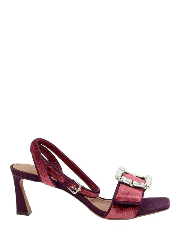 Dolce & Gabbana Embellished Velvet Slingback Sandals - Multicolor