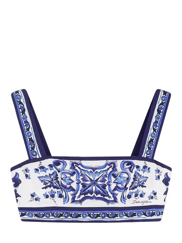 Dolce & Gabbana Cotton Top With Maiolica Print - Multicolor
