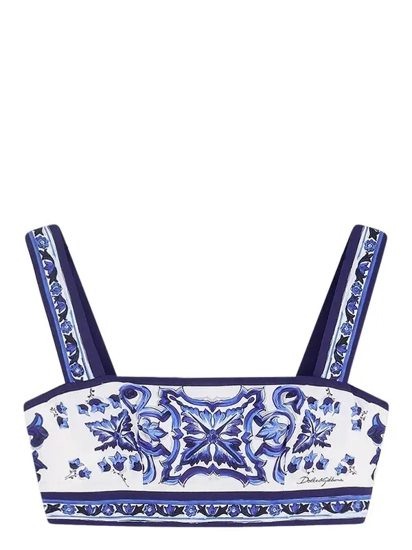 Dolce & Gabbana Cotton Top With Maiolica Print - Multicolor