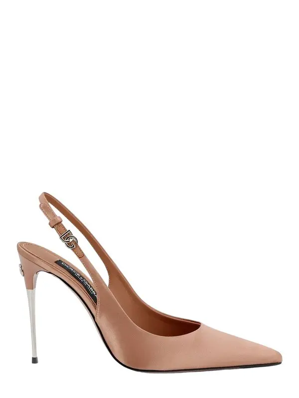 Dolce & Gabbana Satin Slingback Pumps With Metal Stiletto Heel - Multicolor