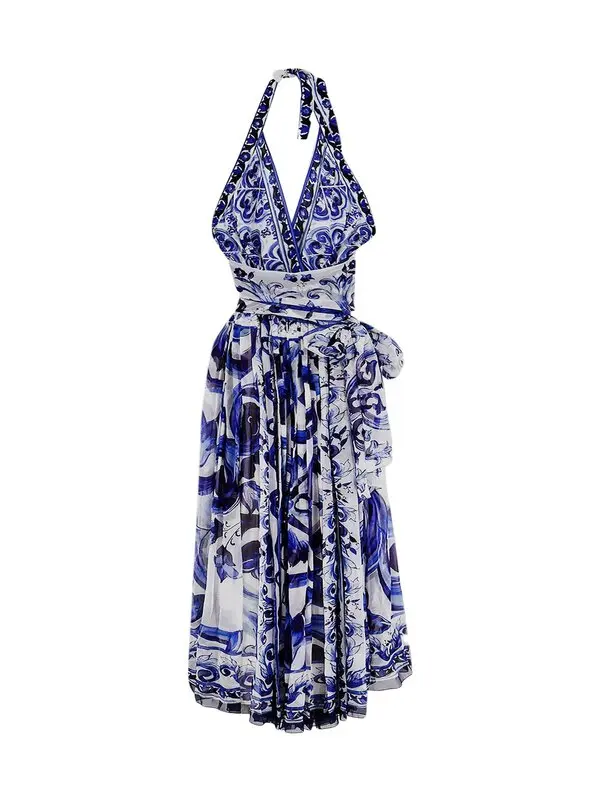 Dolce & Gabbana Printed Silk Halter Dress - Multicolor
