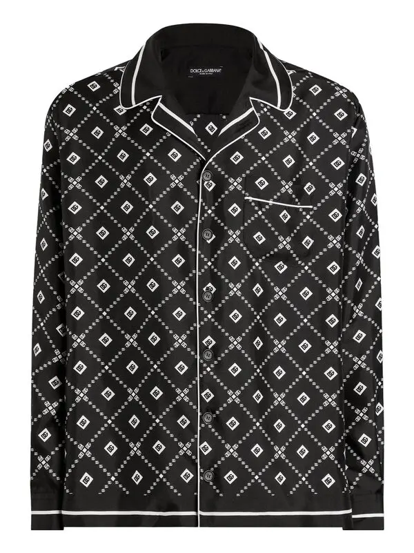 Dolce & Gabbana Silk Shirt With All-over Logo Print - Multicolor