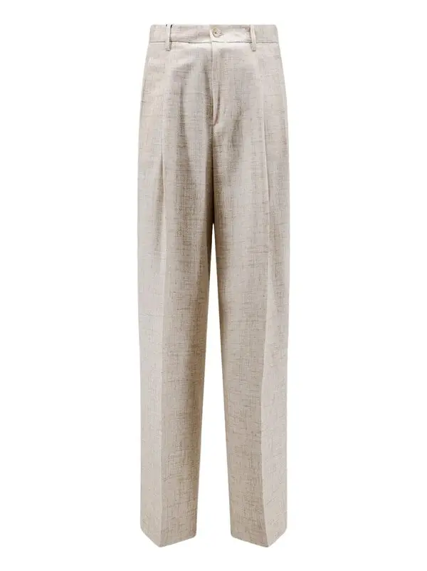 Dolce & Gabbana Viscose And Linen Blend Trousers With Tweed Effect - Cream