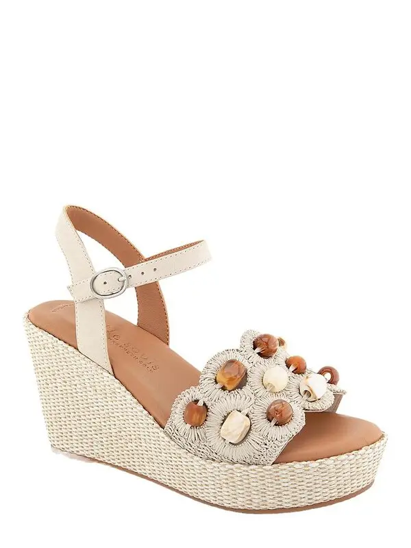 KENNETH COLE Platform Wedge Sandals With Embellishments - Stone Nubuck