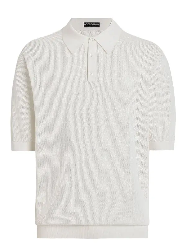 Dolce & Gabbana White Cotton Knit Polo - Multicolor