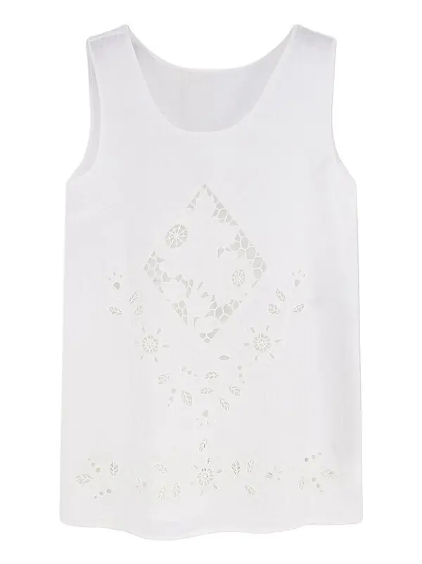 Dolce & Gabbana Linen Top With Floral Embroidery - Multicolor