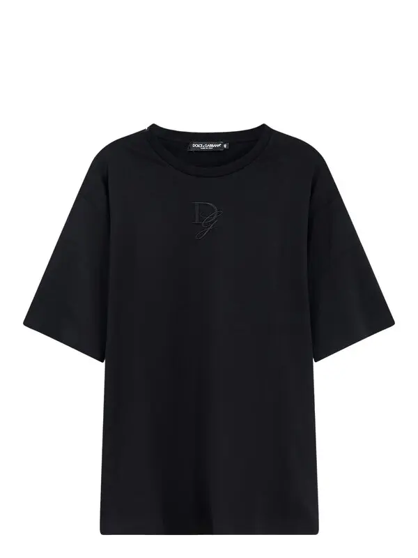 Dolce & Gabbana Cotton T-shirt With Embroidered Logo On The Front - Multicolor