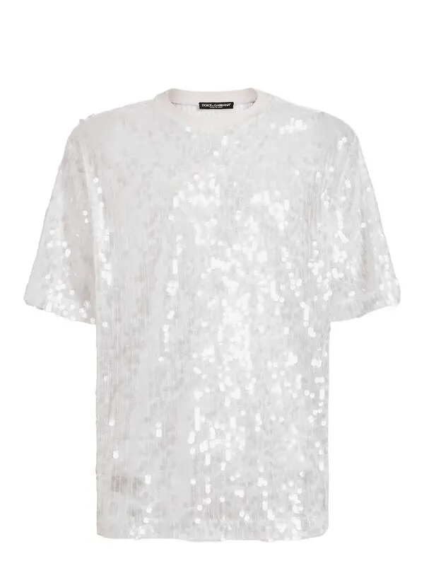 Dolce & Gabbana T-shirt With All-over Sequin Detail - Multicolor
