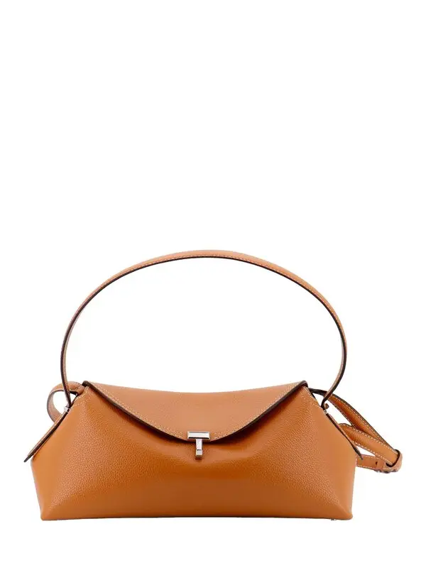 TOTEME T-lock Hammered Leather Shoulder Bag - Tan