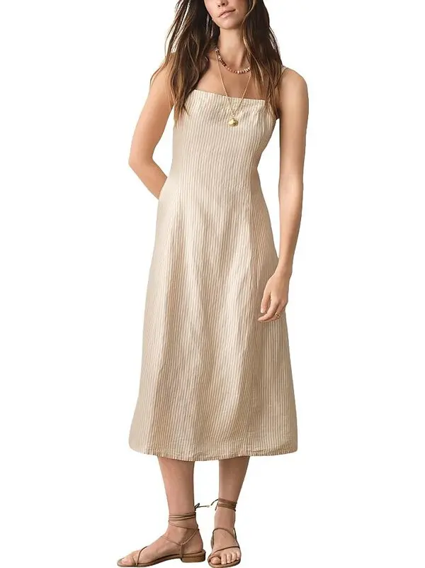 Marine Layer Lucia Midi Dress - Sand Stripe