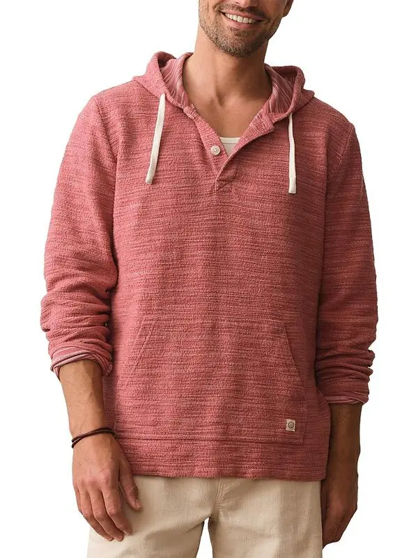 Marine Layer Portola Beach Stripe Drawstring Hoodie - Withered Rose