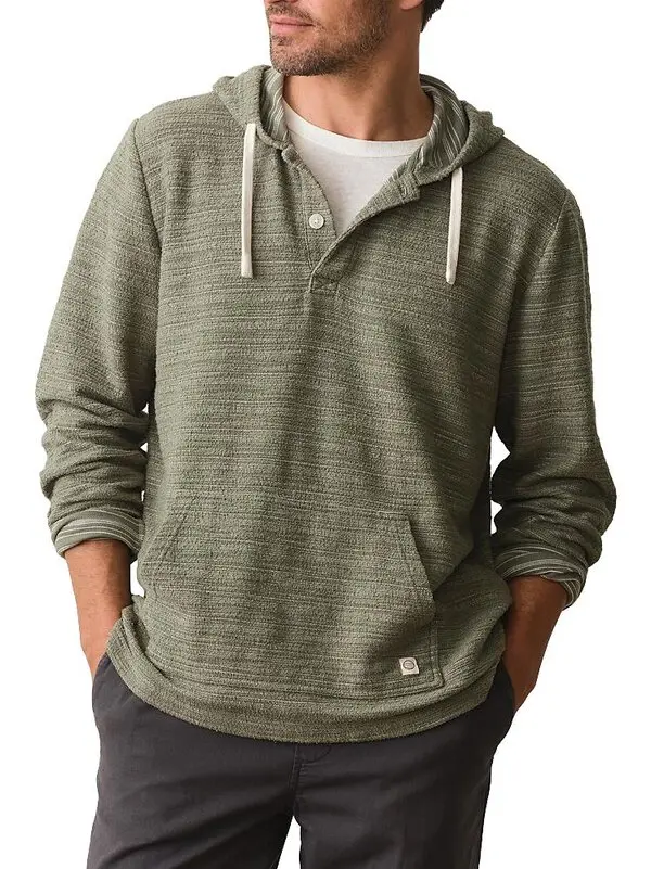Marine Layer Beach Stripe Drawstring Hoodie - Sea Spray