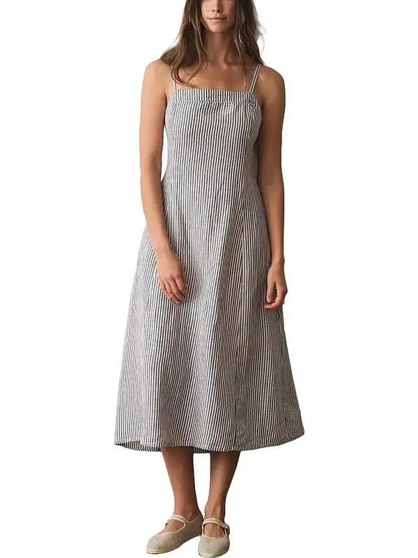 Marine Layer Lucia Linen Blend Dress - Navy/cream Stripe