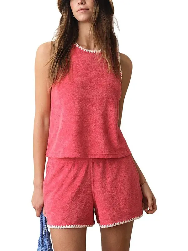 Marine Layer Flip Terry Shell Tank Top - Red