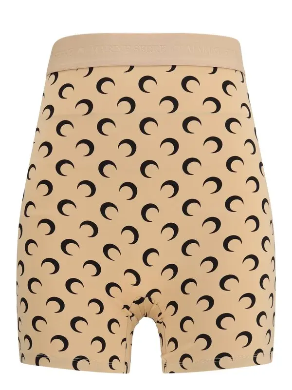 MARINE SERRE Monogram Crescent Moon Print Stretch Shorts - Cream