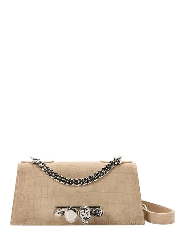 Alexander McQueen Knuckles Embossed Shoulder Bag - Zinc/sky Blue