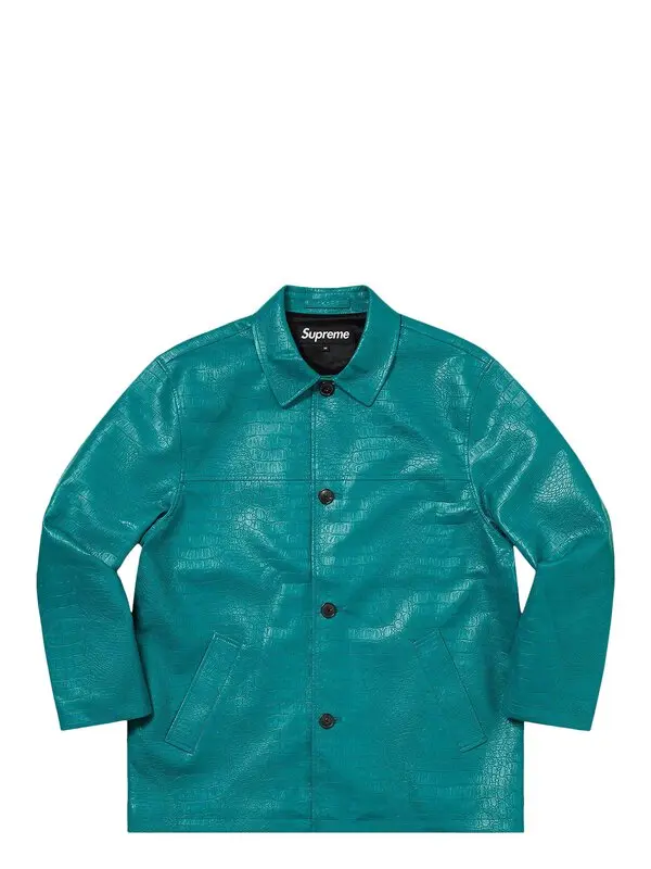 Supreme Faux Crocodile Car Coat - Teal