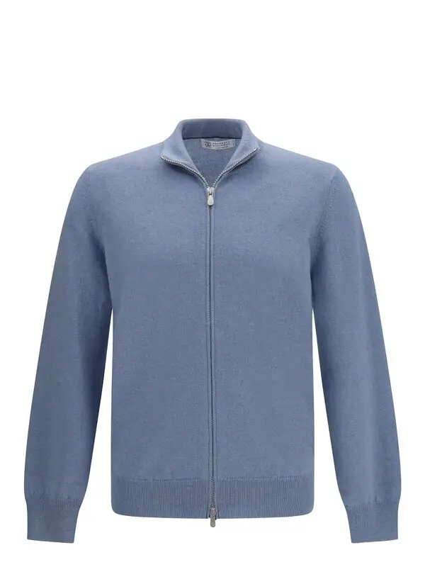 Brunello Cucinelli Pure Cashmere Zip Up Cardigan - Blue