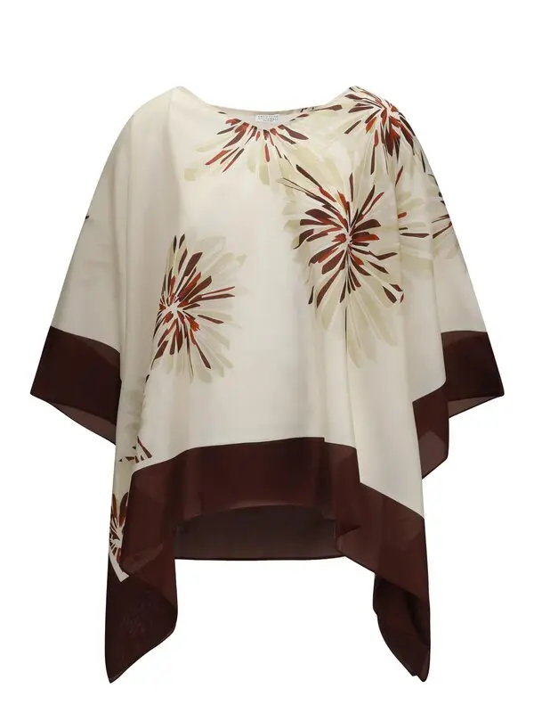 Brunello Cucinelli Silk Blouse With Floral Print - Multicolor