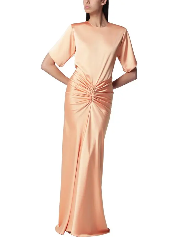 Andamane Iris Long Satin Dress - Pink