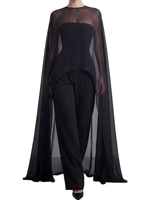 HEIRESS BEVERLY HILLS Maxi Cape Top - Black