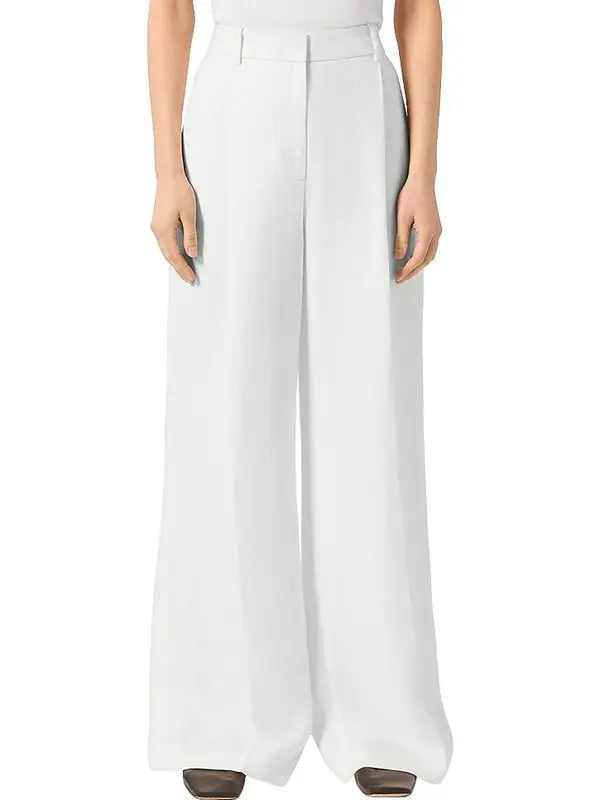 ARGENT Single Pleat Wide Leg Pants - Ivory