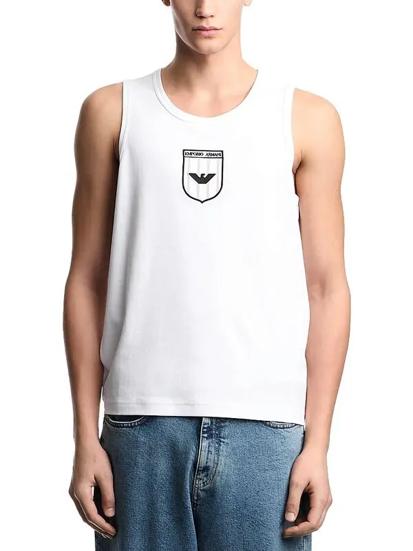 Emporio Armani Embroidered Logo Patch Tank Top - Optical White