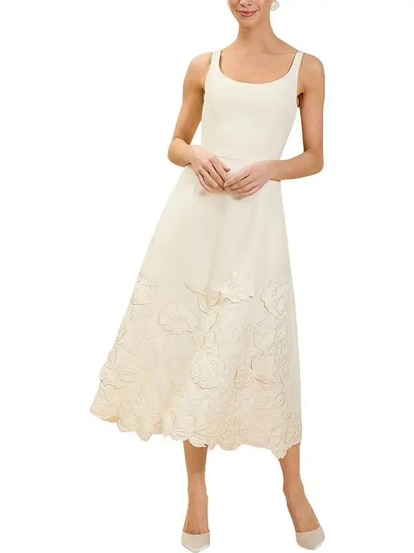 Mestiza New York Amanda Floral Applique Midi Dress - Ivory (iv)