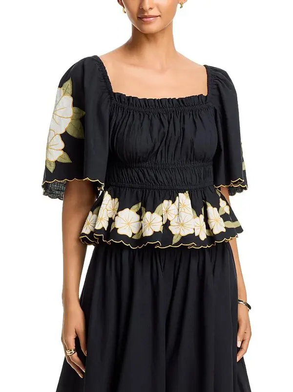 AREA STARS Gia Floral Top - Black Multi