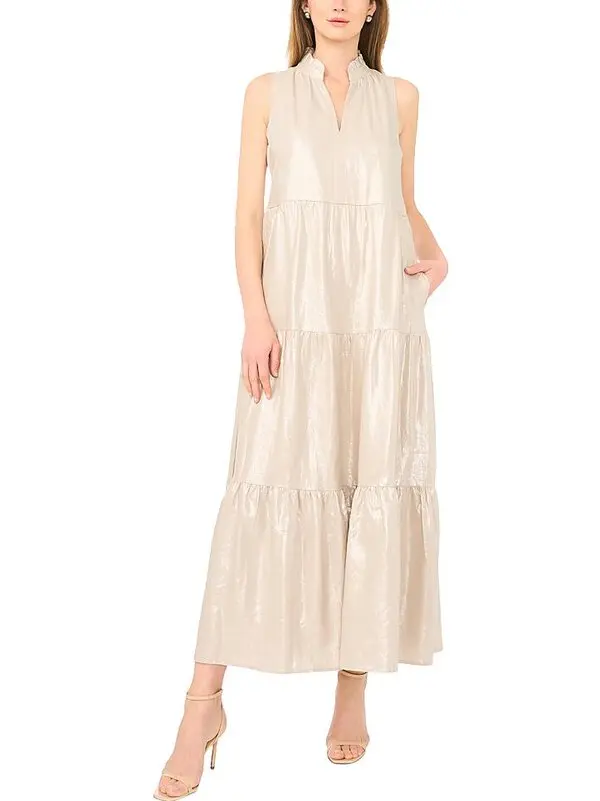 Vince Camuto Sleeveless Tiered Ruffle Maxi Dress - Neutral
